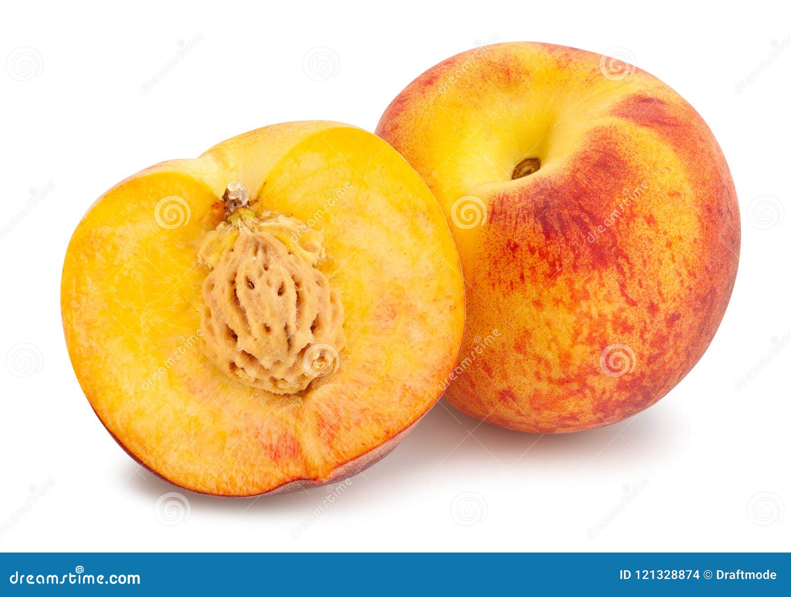 Pfirsich stockfoto. Bild von reif, halb, getrennt, ausschnitt - 121328874