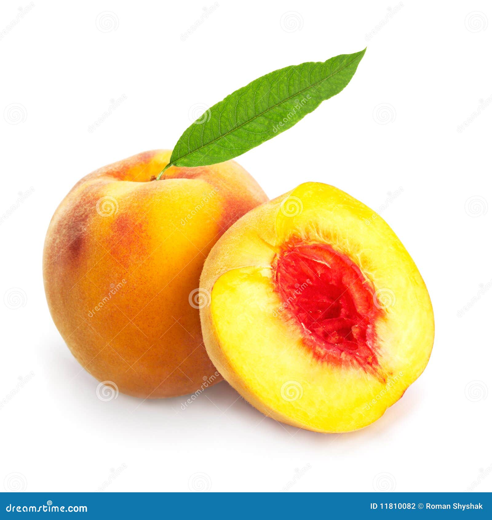 Pfirsich mit Blatt stockfoto. Bild von erfrischung, pfad - 11810082