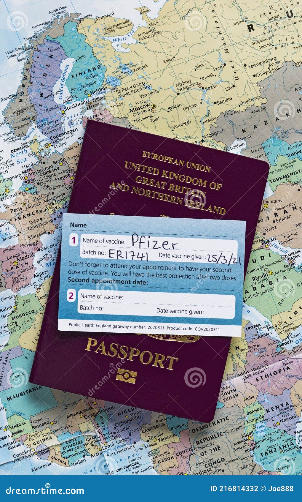 Pfizer Vaccine Card on UK Passport Editorial Photography - Image of ...