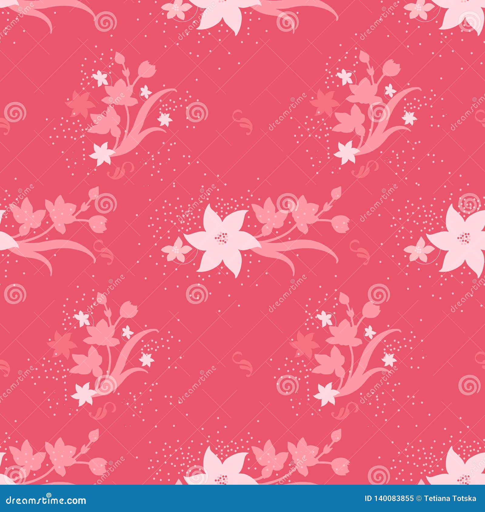 Pink Seamless Pattern with Cute Flowers for Kids, Babies, Children ...