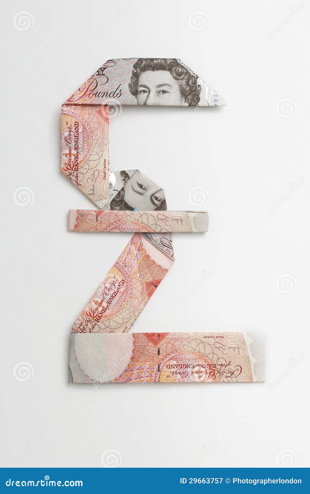 Pfund-Sterling Symbol Made of Folded-Banknoten Redaktionelles ...
