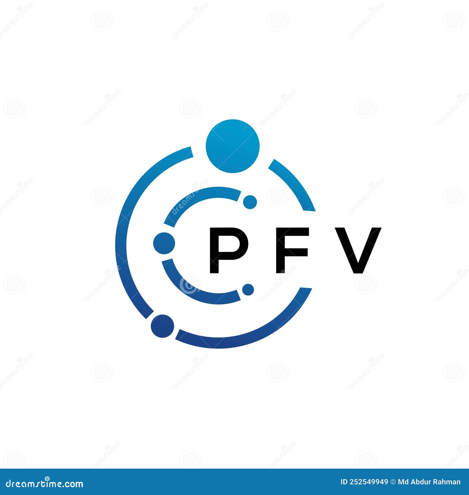 PFV Letter Technology Logo Design on White Background. PFV Creative ...