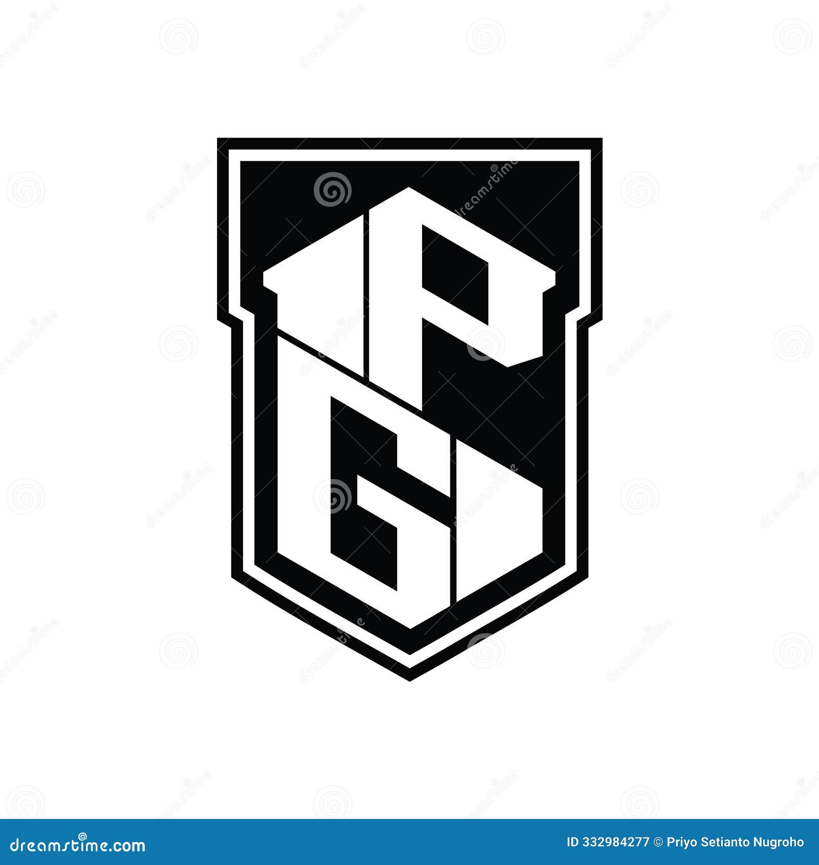 PG Logo Monogram Hexagon Geometric Up and Down Inside Shield Isolated ...