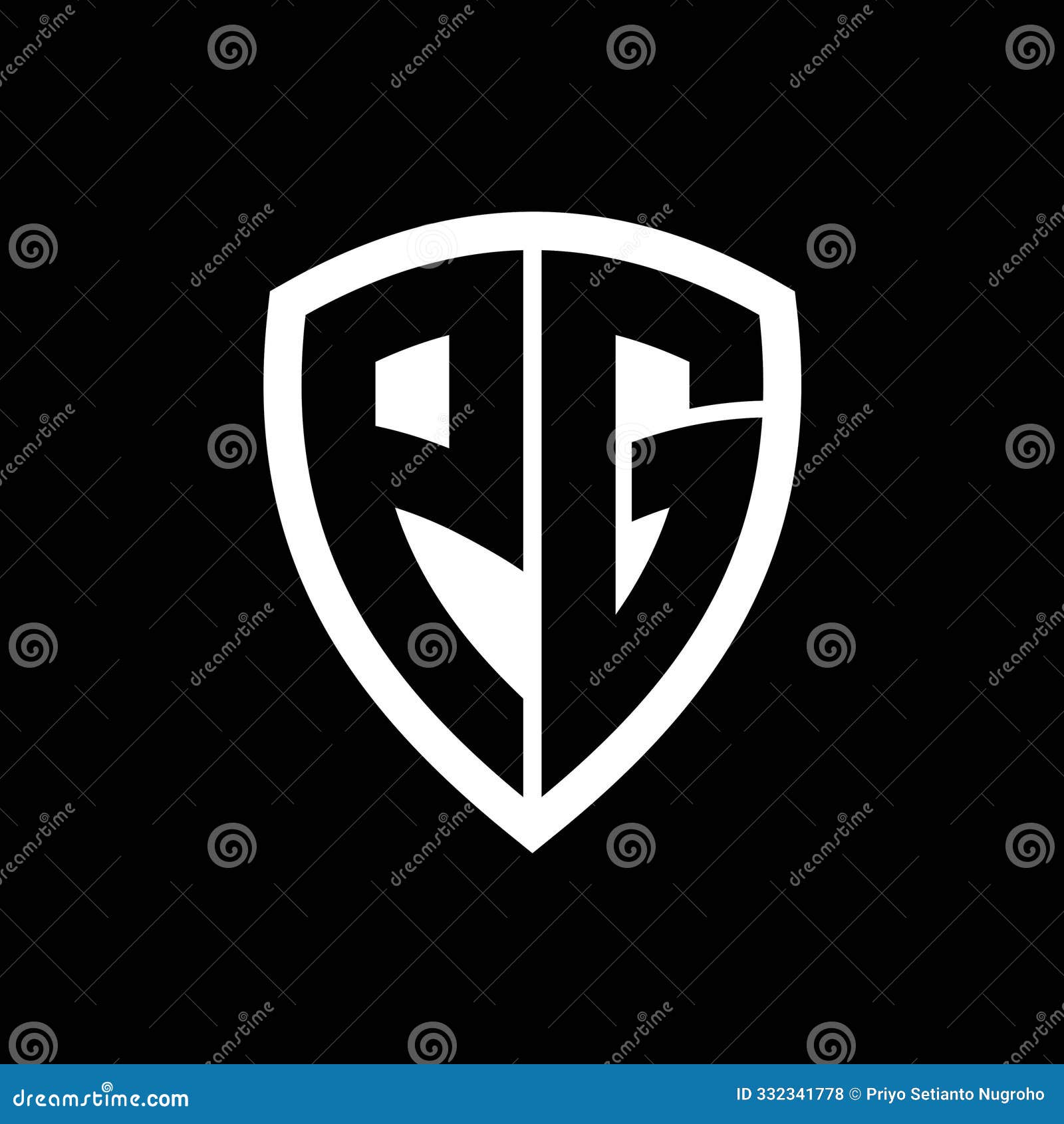 PG Monogram Logo with Bold Letters Shield Shape with Black and White ...