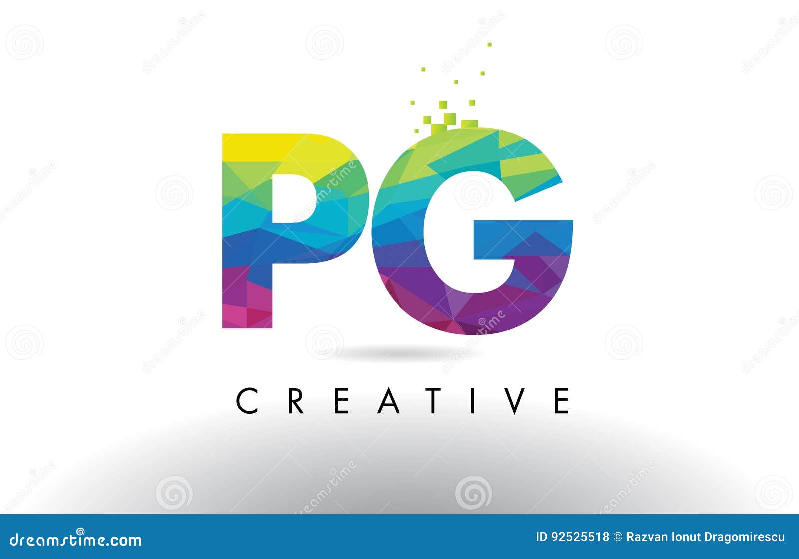 PG P G Colorful Letter Origami Triangles Design Vector. Stock Vector ...