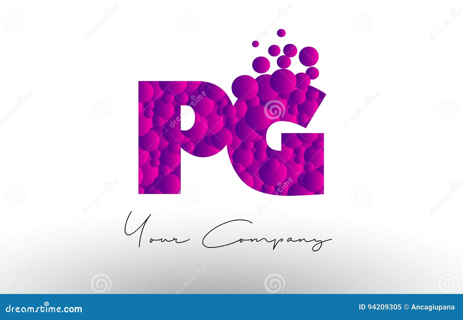 PG P G Dots Letter Logo with Purple Bubbles Texture. Stock Vector ...