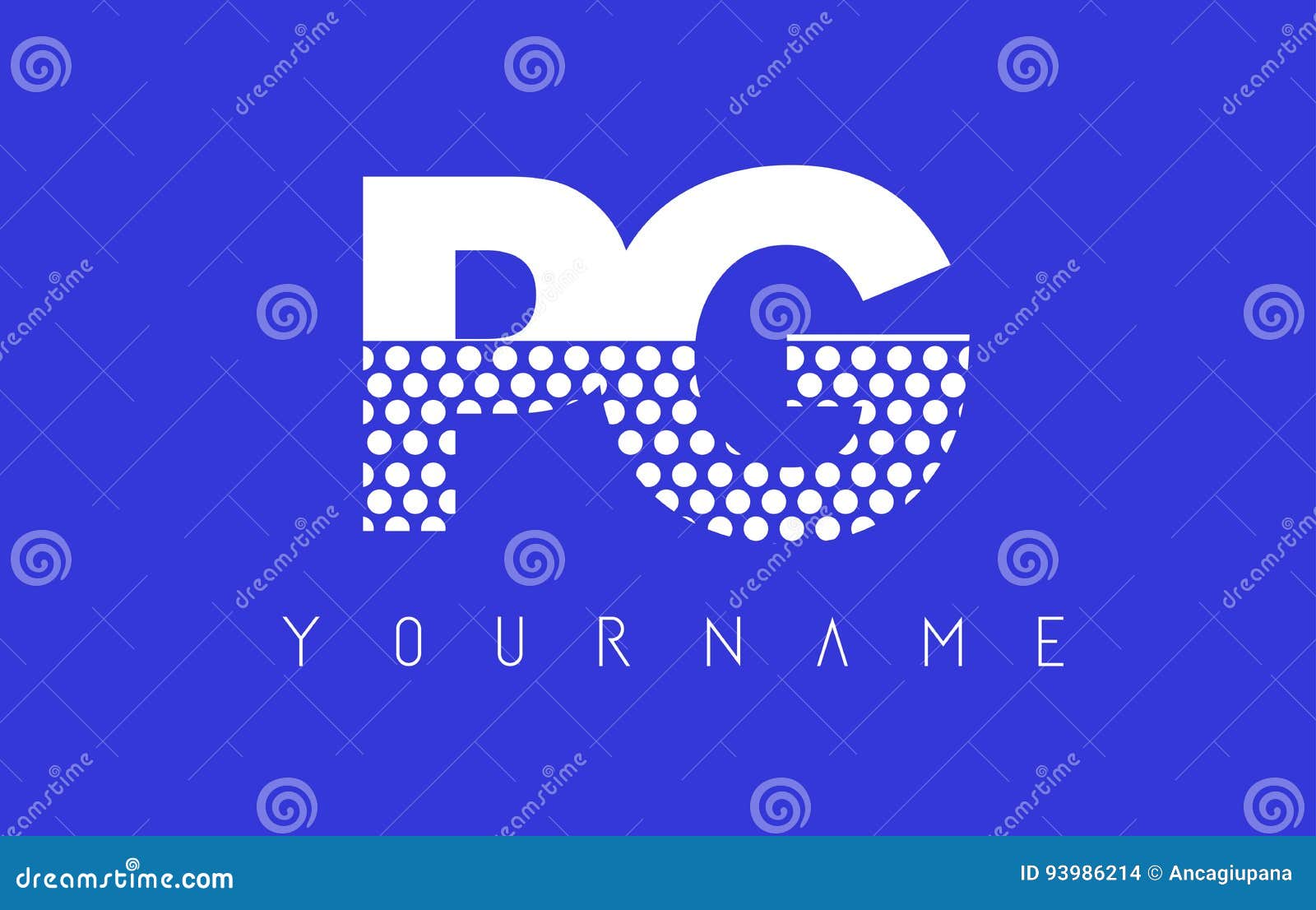 PG P G Dotted Letter Logo Design with Blue Background. Stock Vector ...