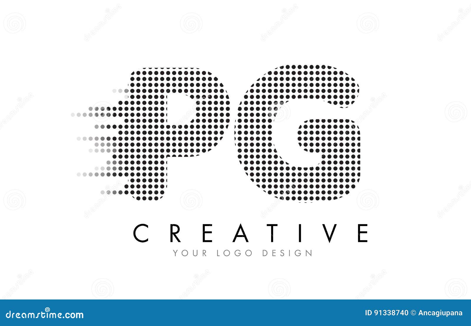PG P G Letter Logo with Black Dots and Trails. Stock Vector ...