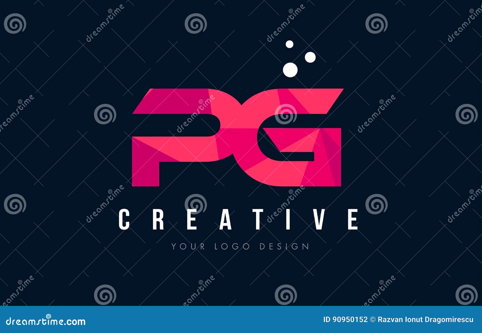 PG P G Letter Logo with Purple Low Poly Pink Triangles Concept Stock ...