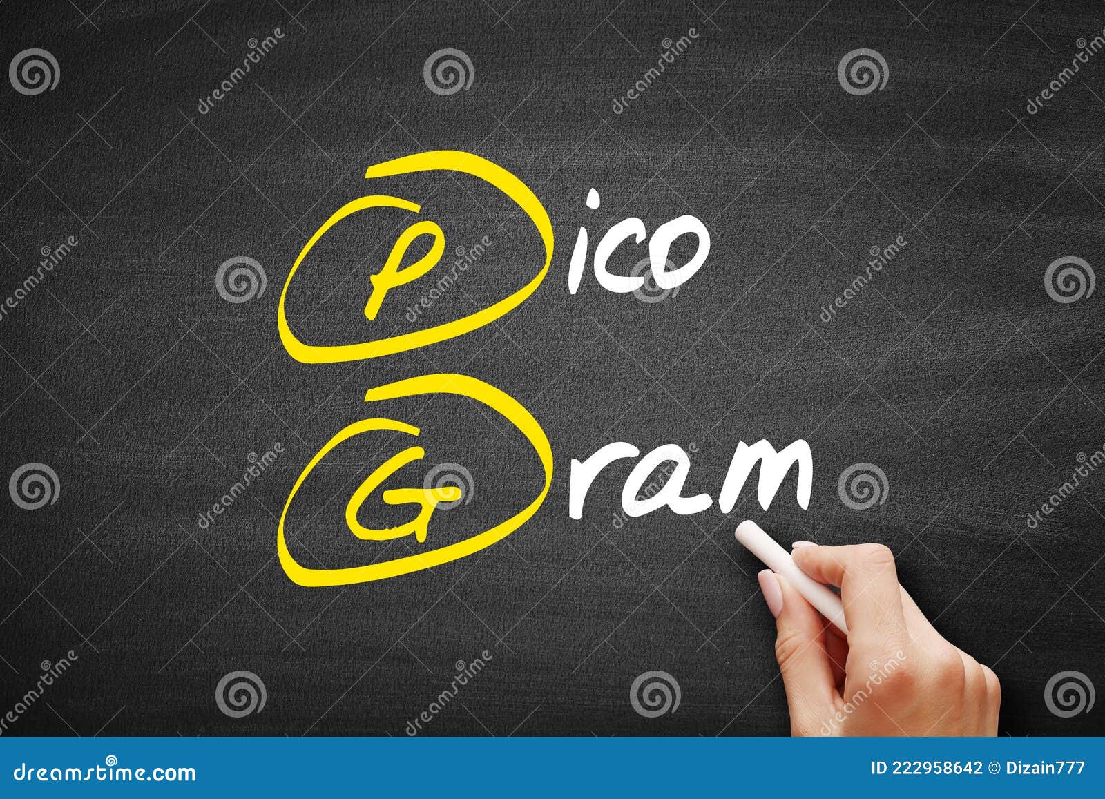 PG - Picogram Acronym, Concept on Blackboard Stock Photo - Image of ...