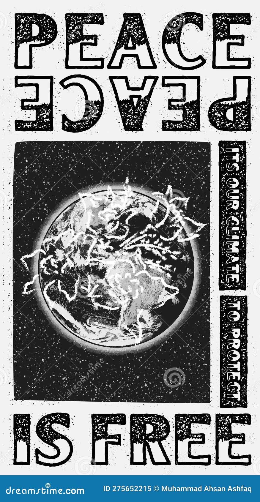 Peace is Free Climate Protection Slogan Background Graphic Design Stock ...