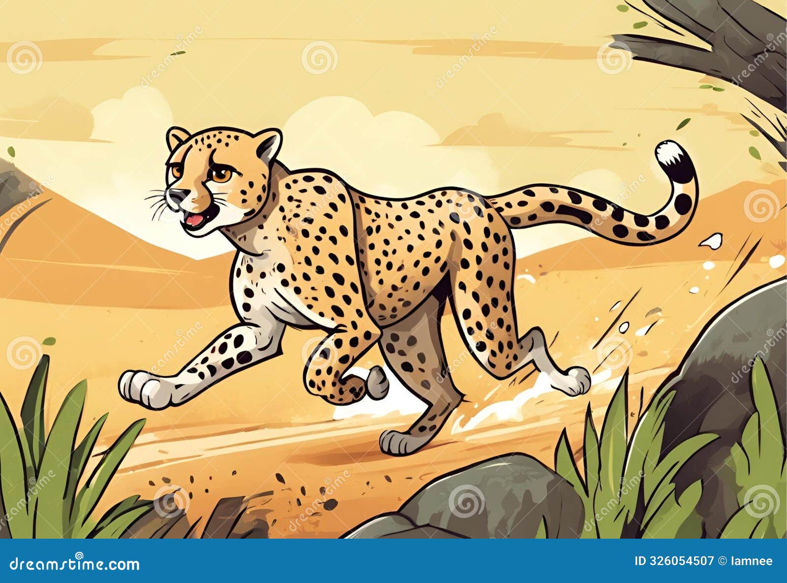 Leopard Runs at High Speed Effortlessly.Cartoon Abstract Art.AI ...