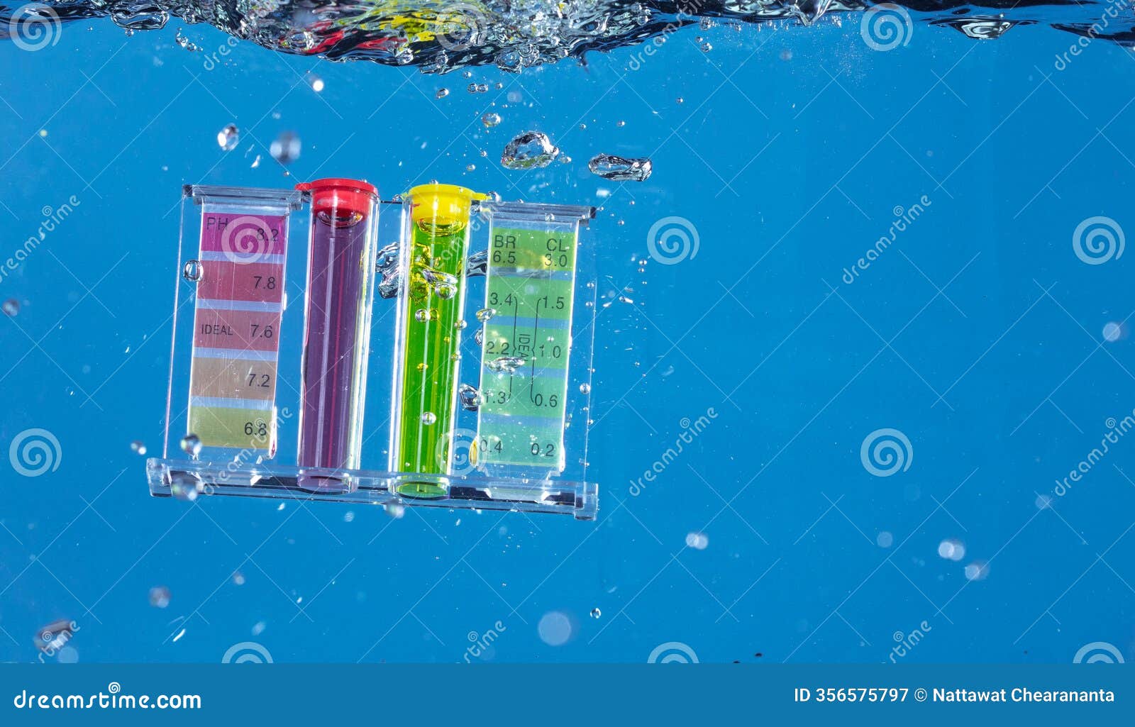 PH Acid Level Test Kit on Quality Water on Screen. PH Acid Level Tester ...