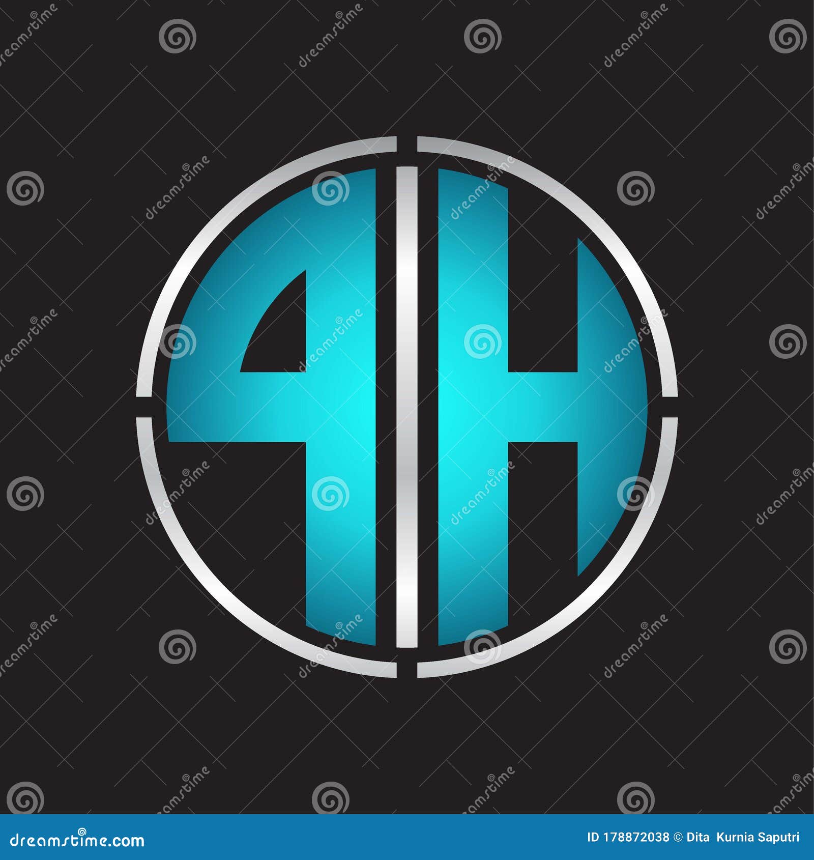 PH Logo Initial with Circle Line Cut Design Template on Blue Colors ...