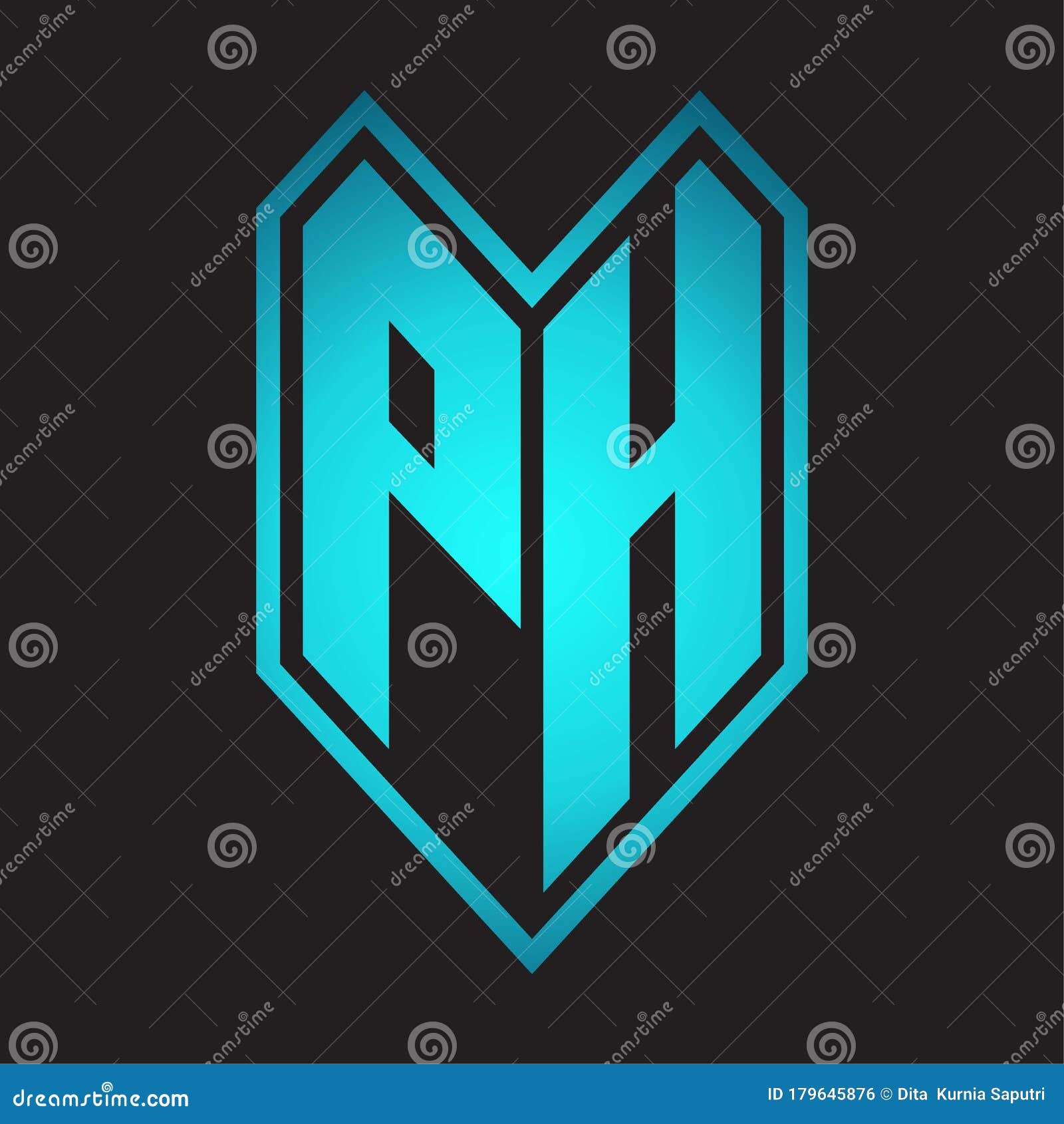PH Logo Monogram with Emblem Line Style Isolated on Blue Gradient ...