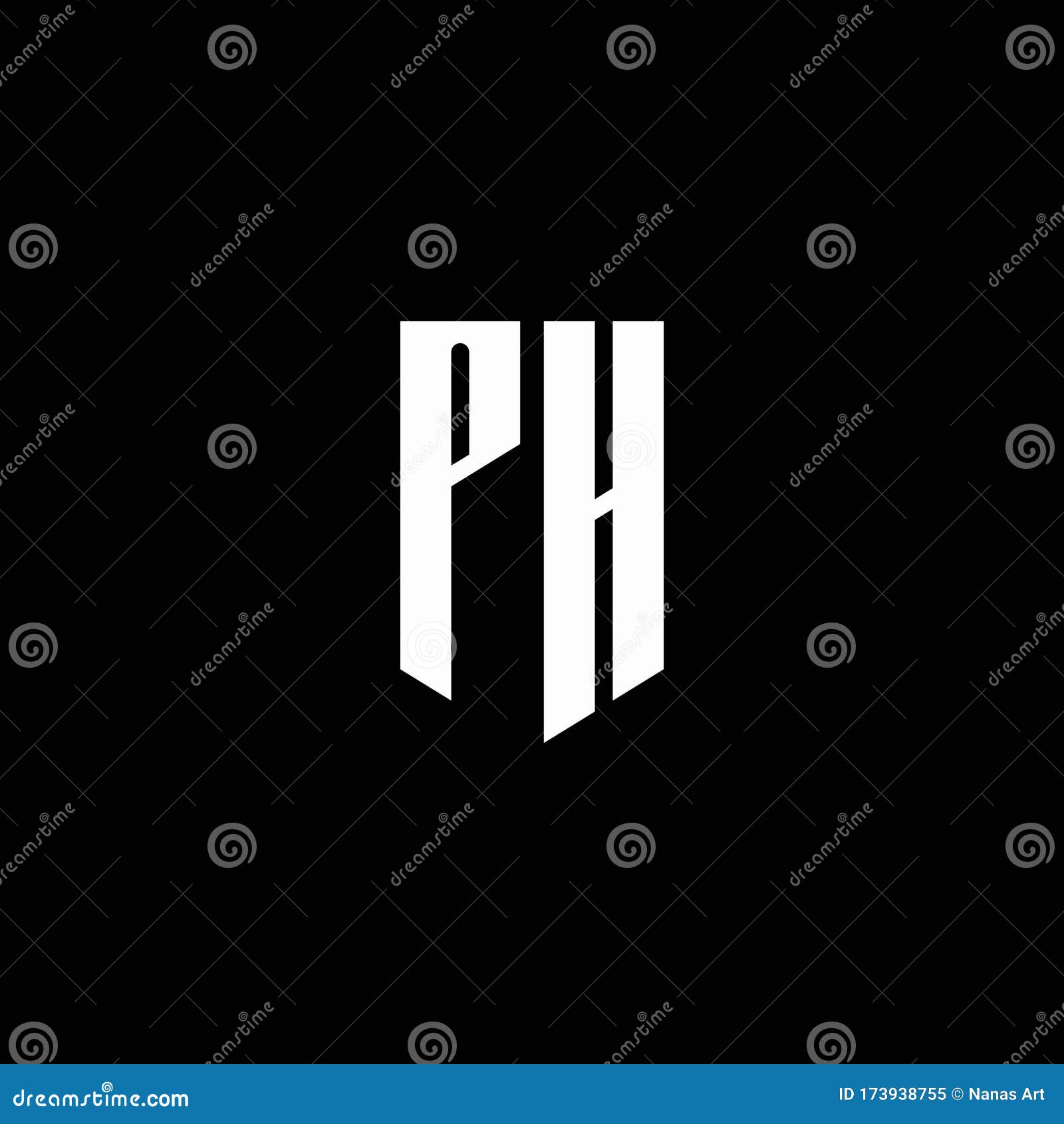 PH Logo Monogram with Emblem Style Isolated on Black Background Stock ...