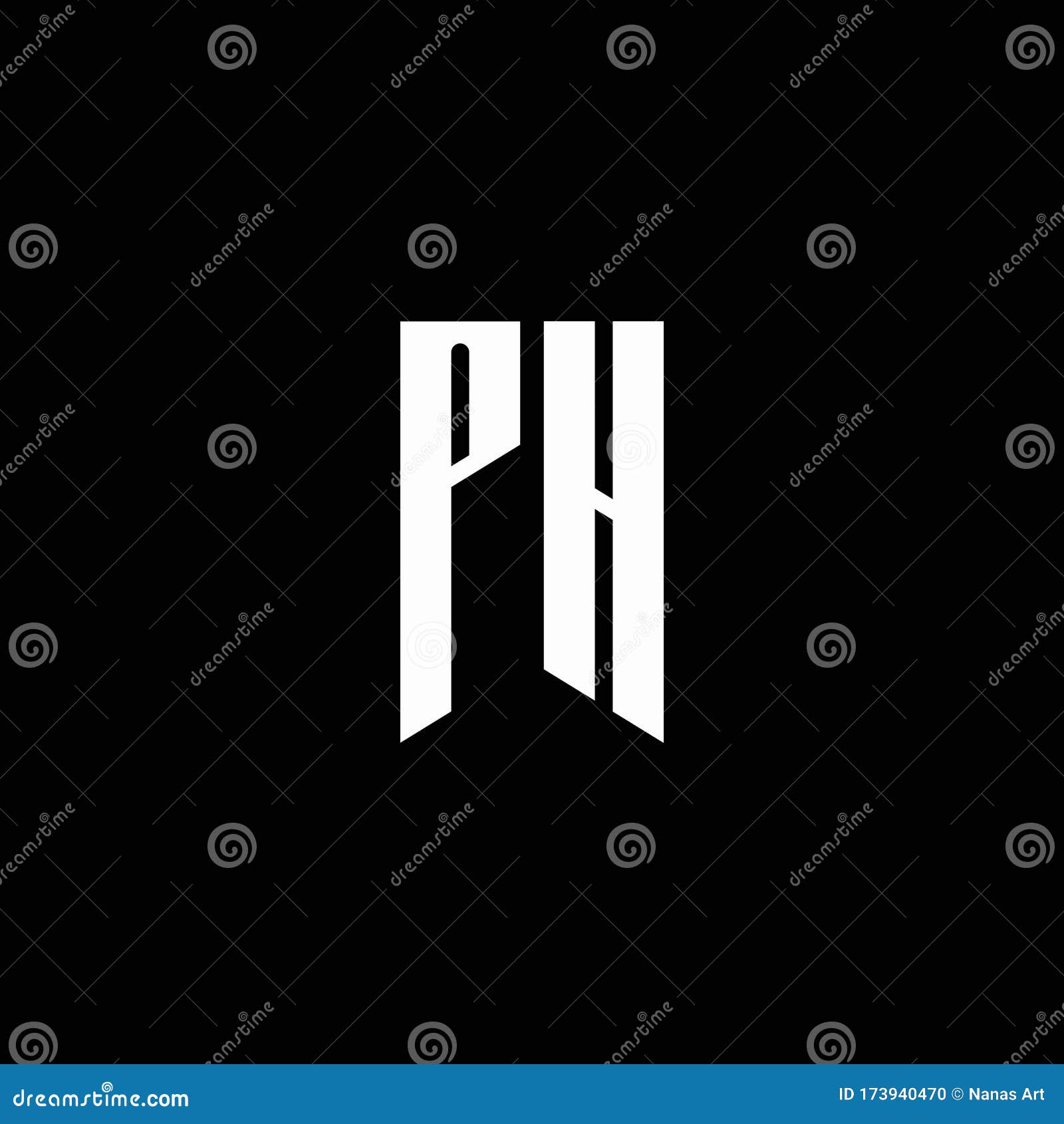 PH Logo Monogram with Emblem Style Isolated on Black Background Stock ...