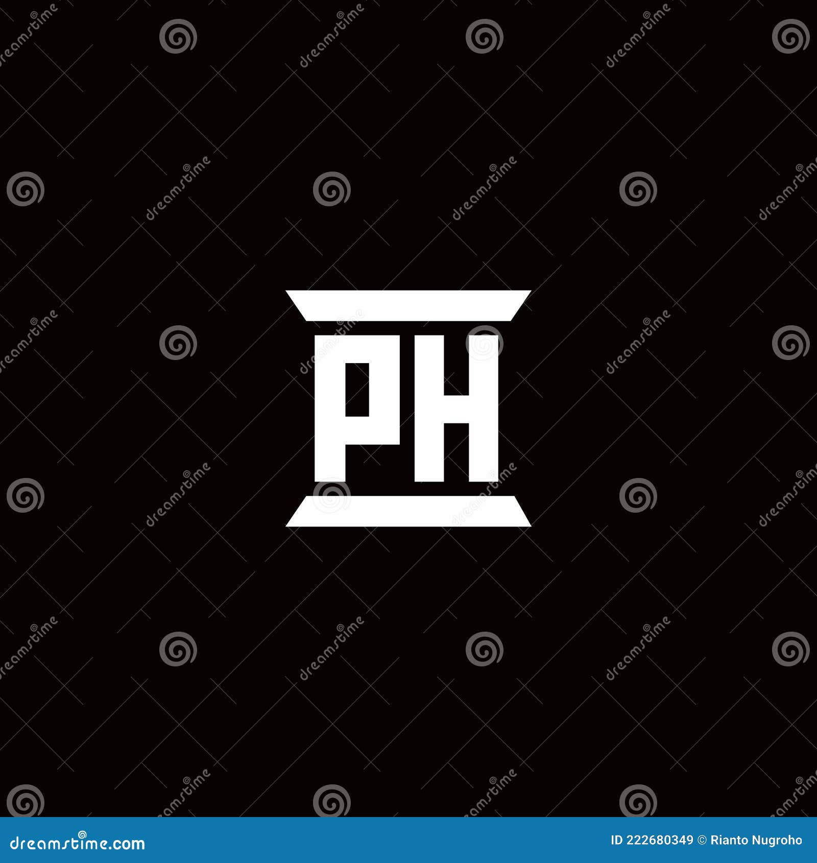 PH Logo Monogram with Pillar Shape Designs Template Stock Vector ...