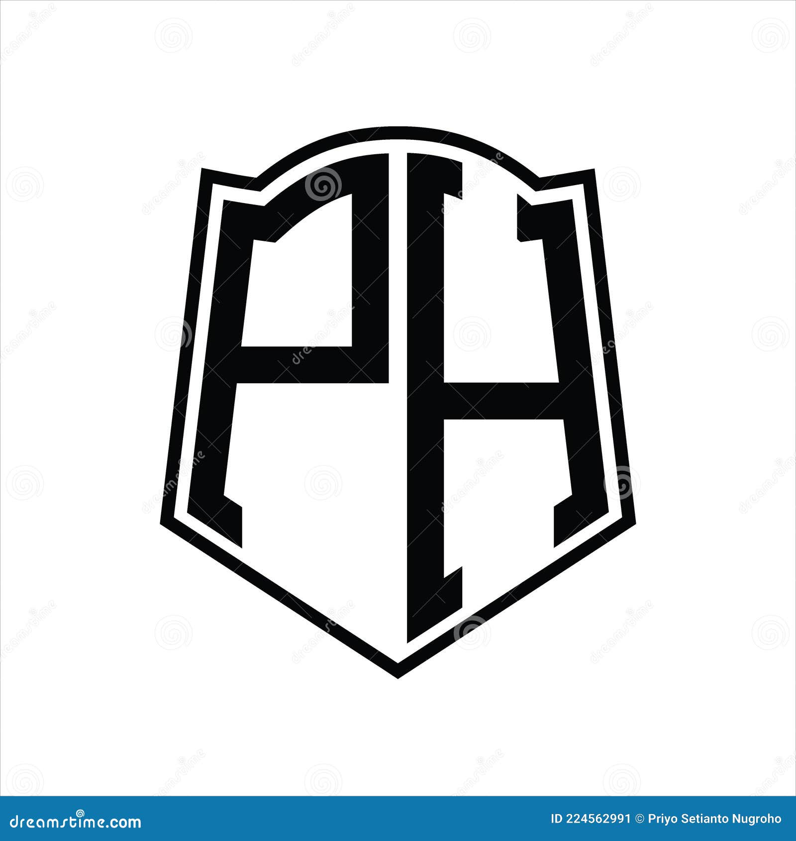 PH Logo Monogram with Shield Shape Outline Design Template Stock Vector ...