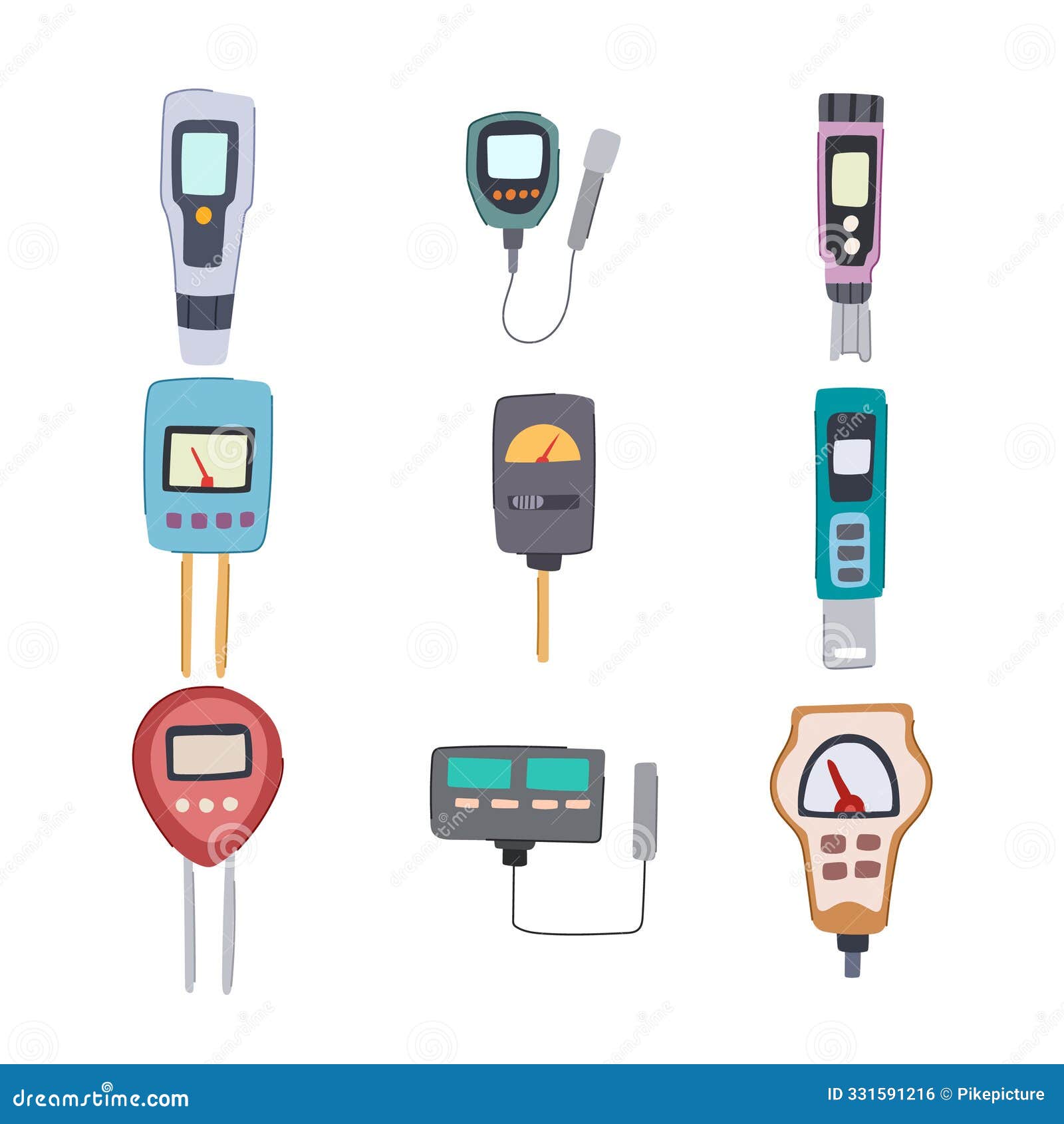 Ph Meter Set Cartoon Vector Illustration Stock Vector - Illustration of ...