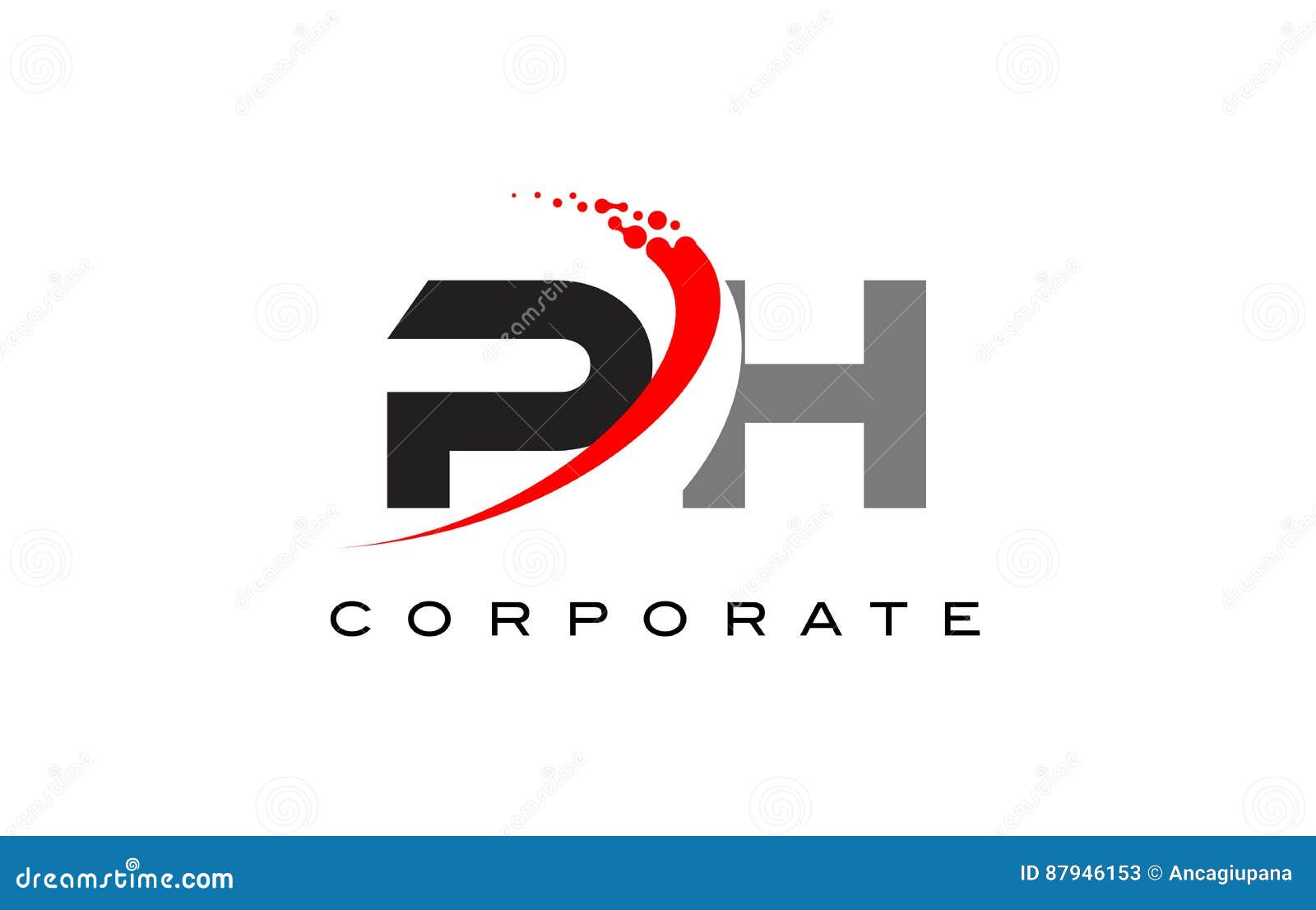 PH Modern Letter Logo Design with Swoosh Stock Vector - Illustration of ...