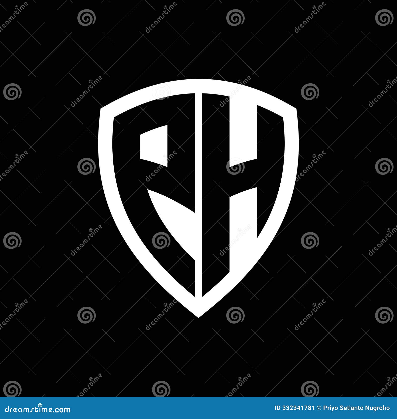 PH Monogram Logo with Bold Letters Shield Shape with Black and White ...