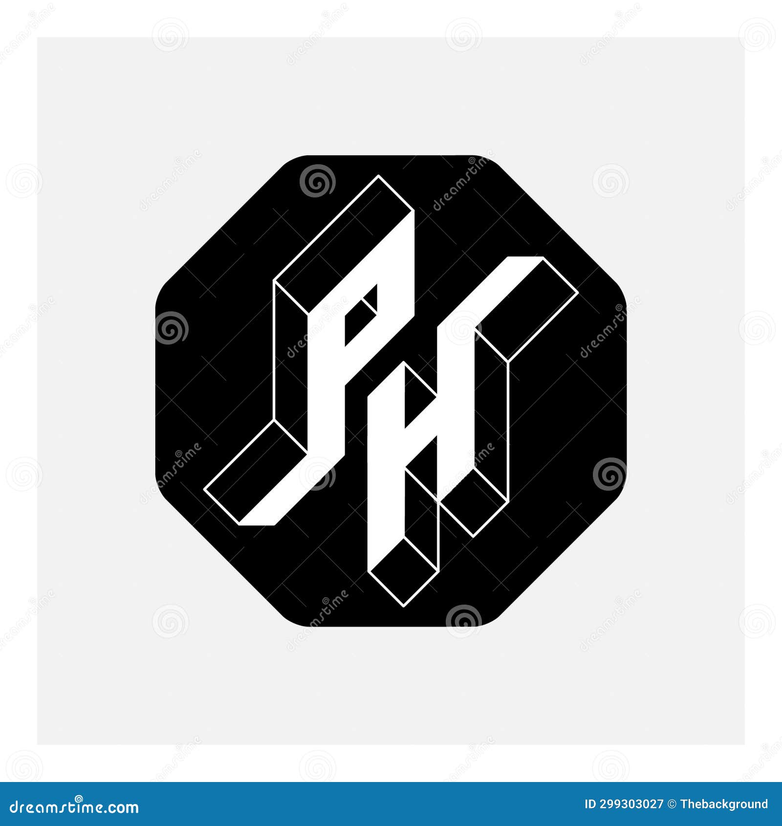 PH - Monogram or Logotype. Three-dimension Letters P and H on a ...