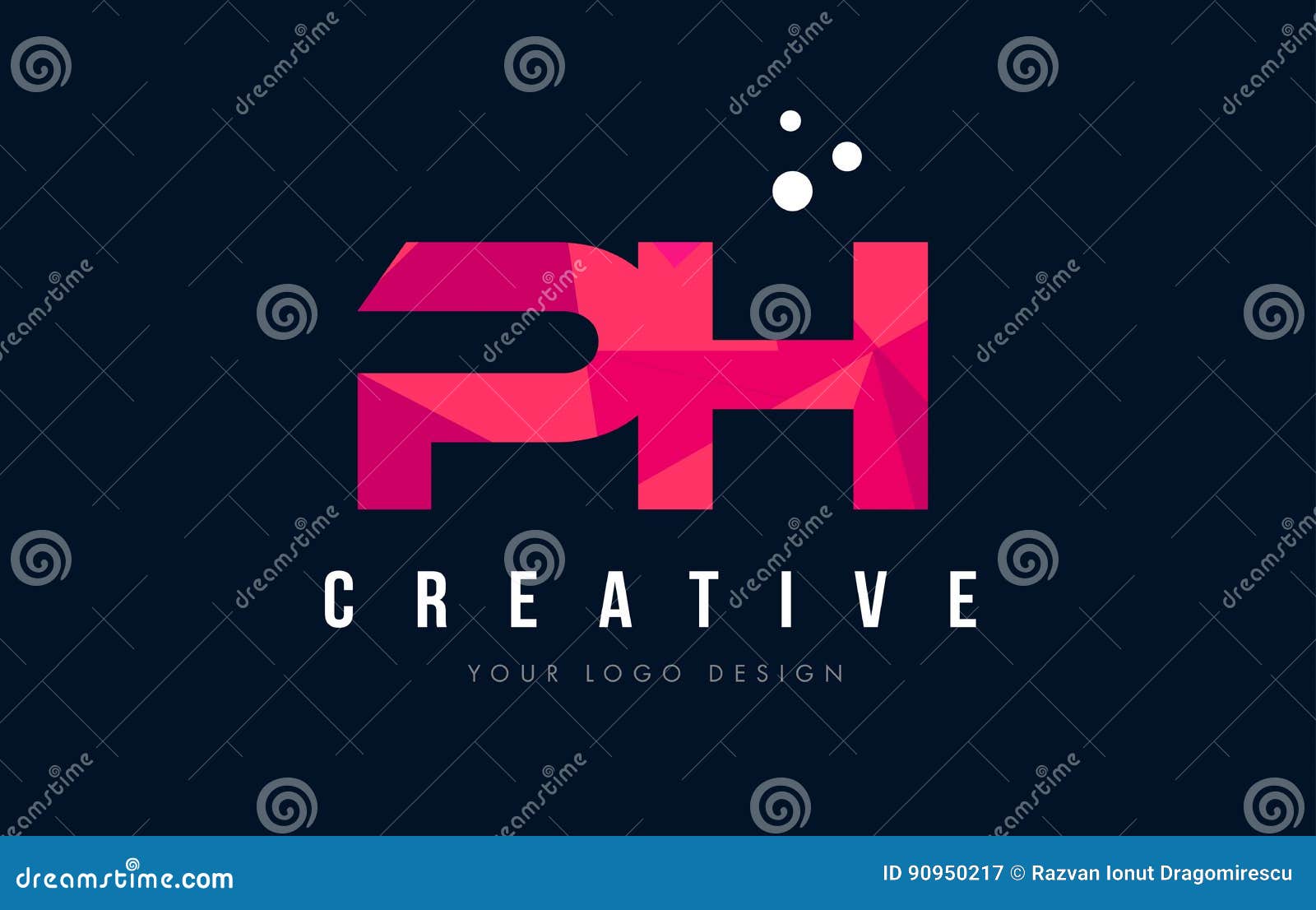 PH P H Letter Logo with Purple Low Poly Pink Triangles Concept Stock ...