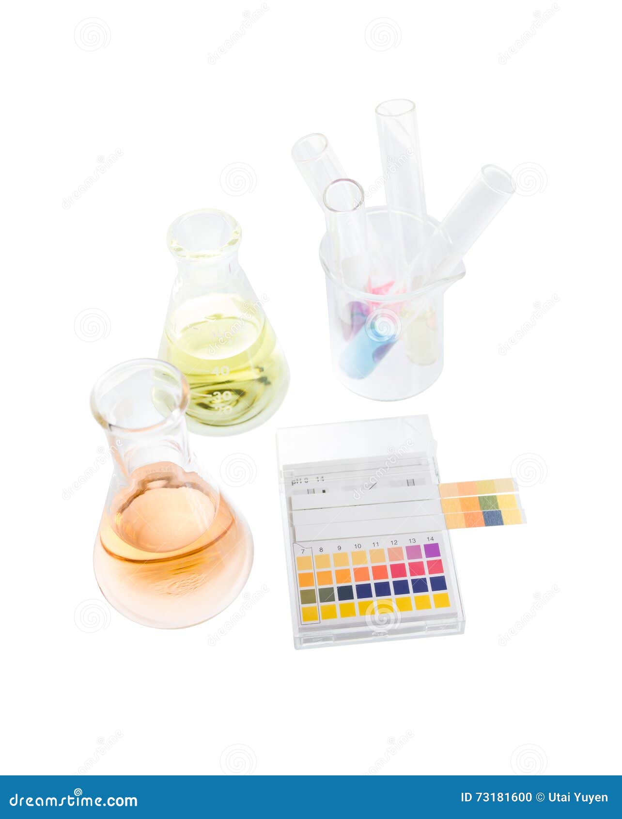 PH Paper Indicators and Tube Solution with PH Values Stock Photo ...