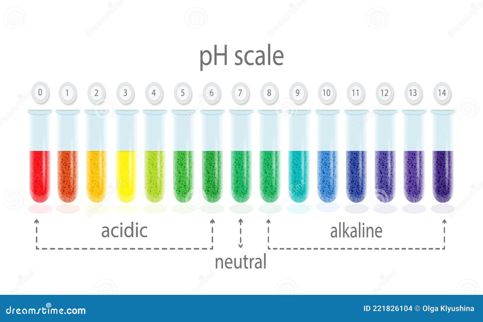 PH Value Scale Chart For Acid And Alkaline Solutions, Acid-base Balance ...