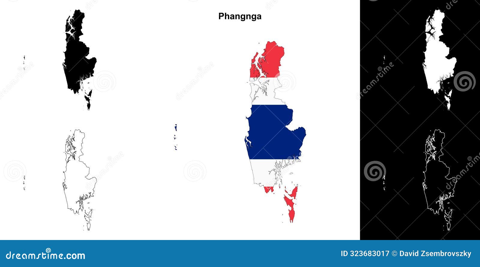 Phangnga outline map stock vector. Illustration of blank - 323683017