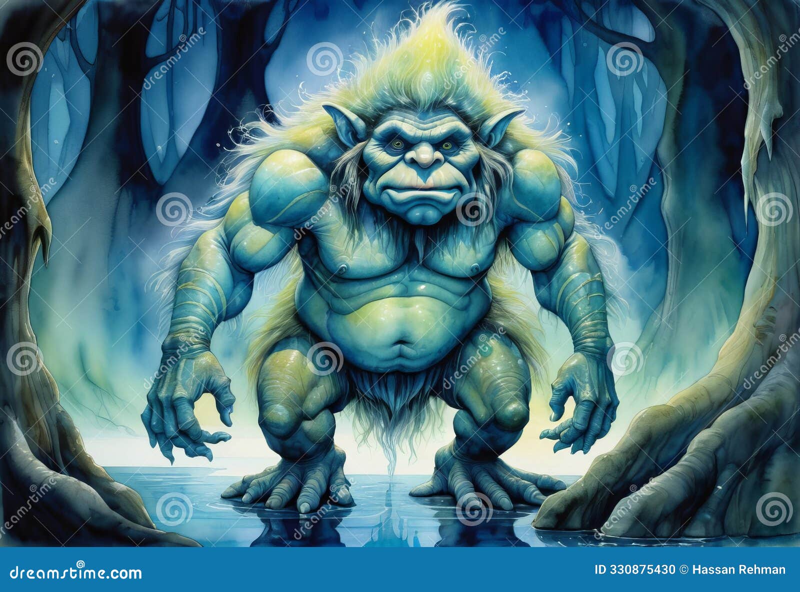 A Phantasmagoric Bioluminescent Troll Emerges Stock Illustration ...