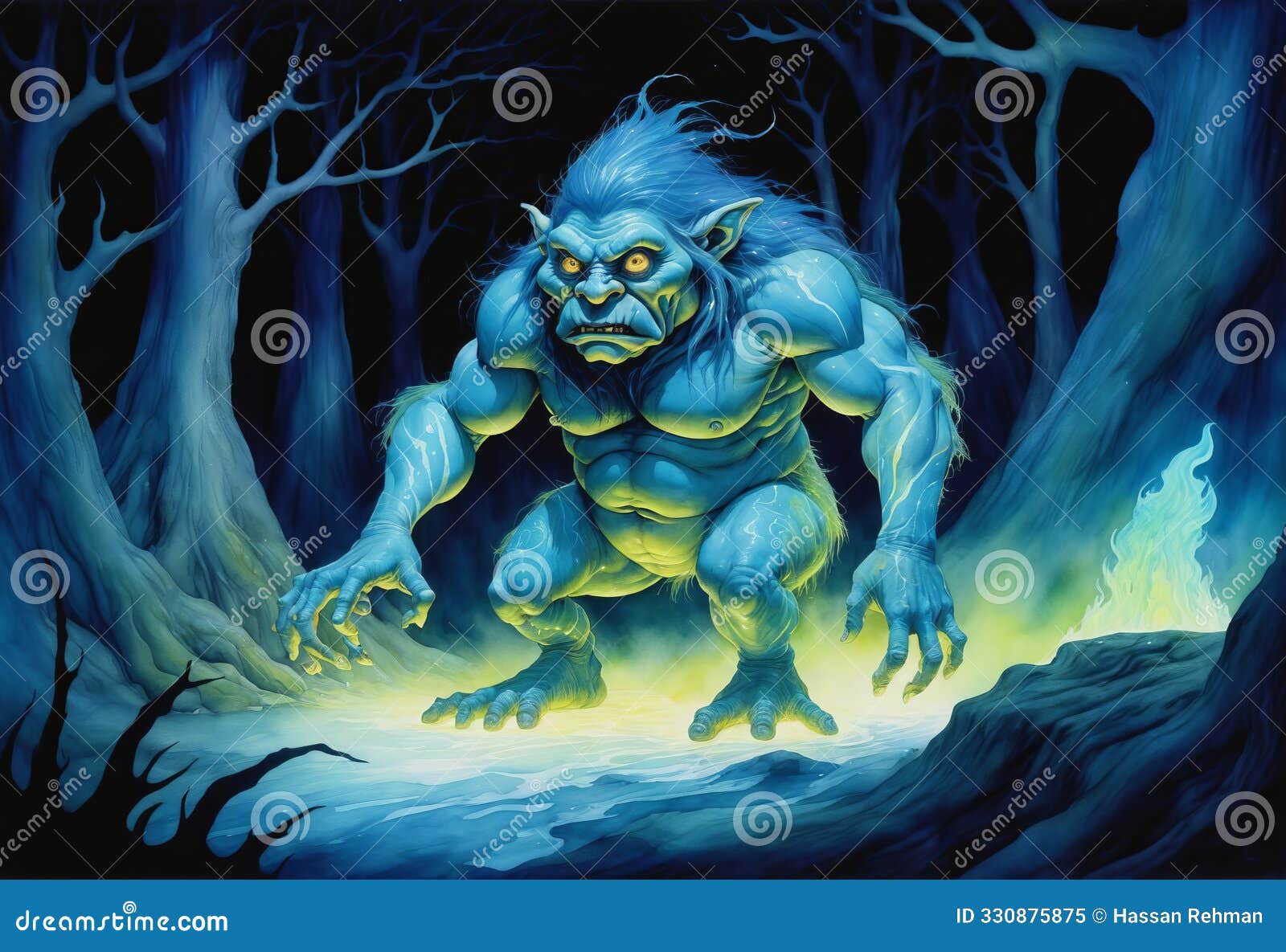 A Phantasmagoric Bioluminescent Troll Emerges Stock Illustration ...
