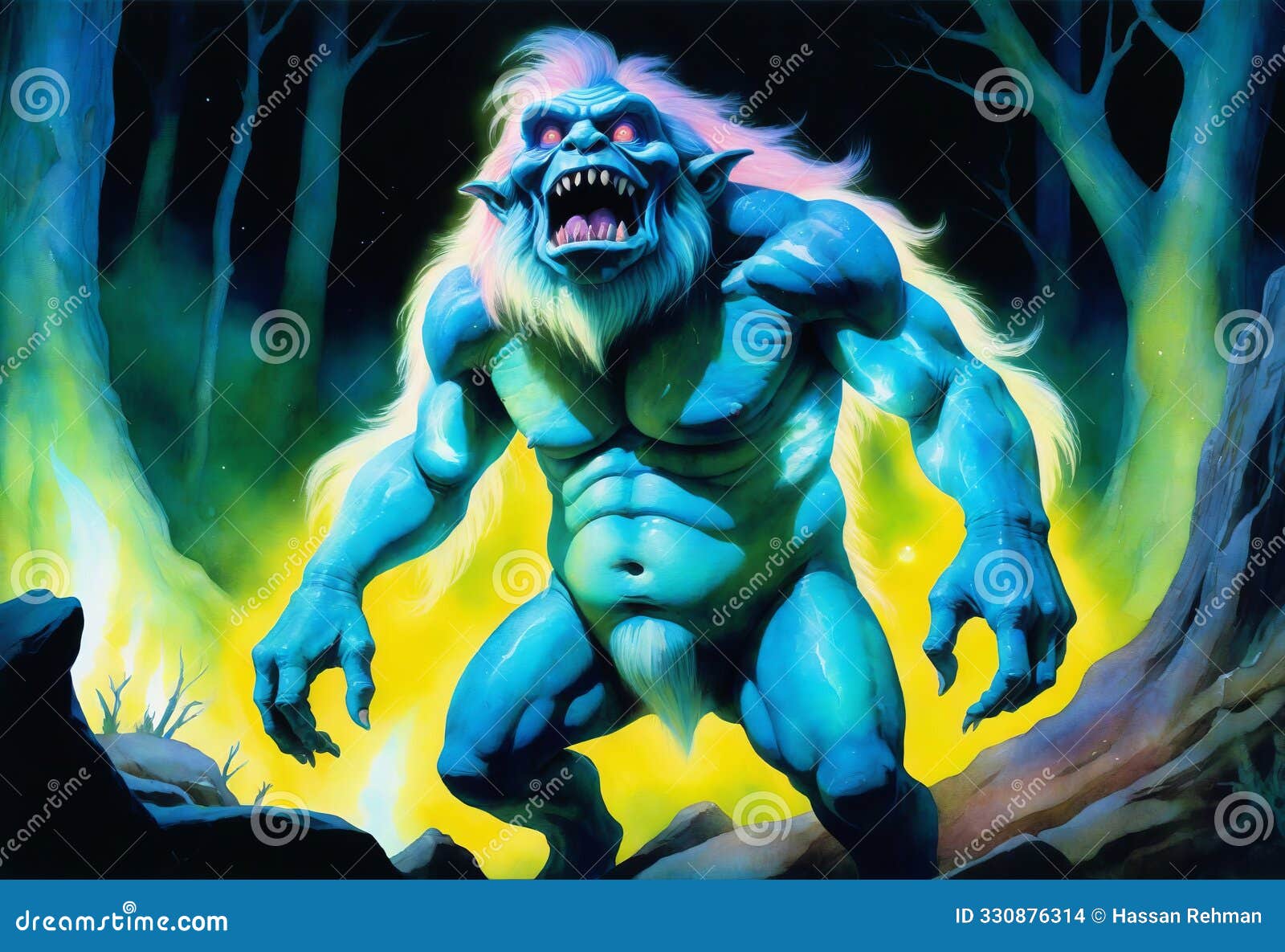A Phantasmagoric Bioluminescent Troll Emerges Stock Illustration ...