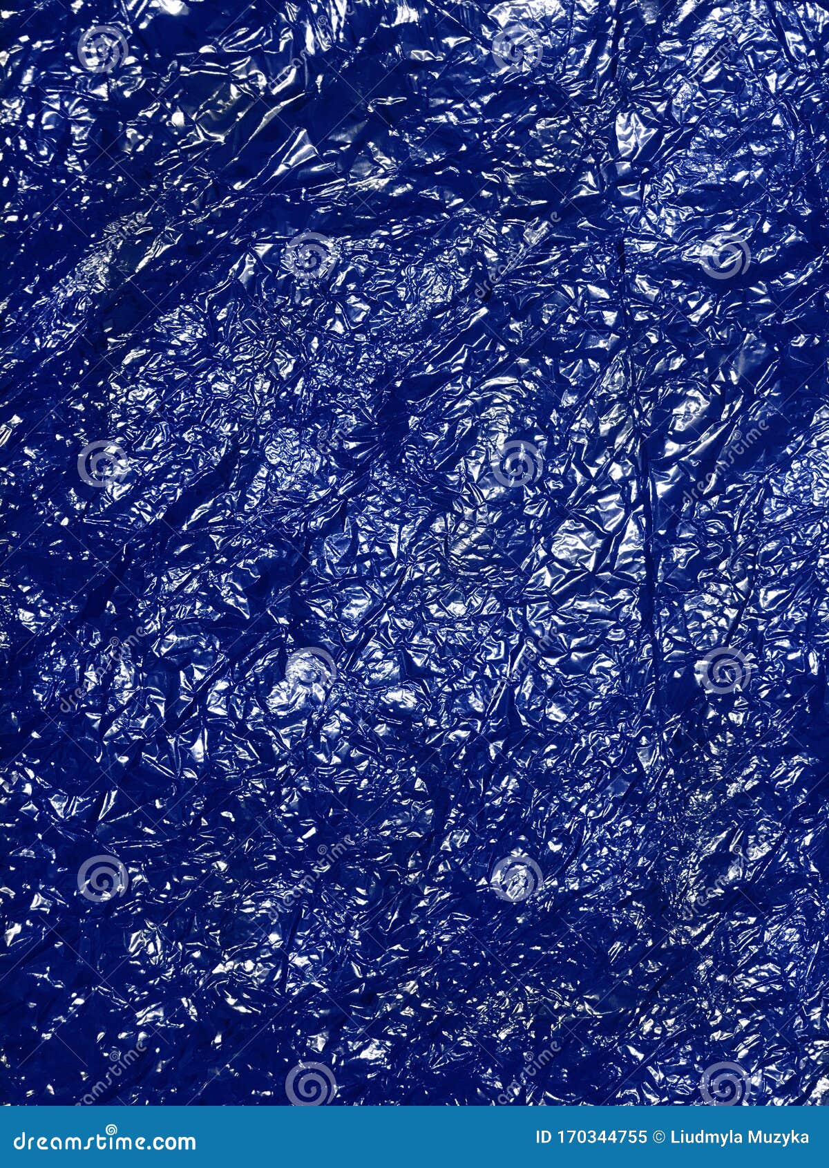 Phantom Blue Color Rumpled Paper Foil Texture Background. Stock Image ...