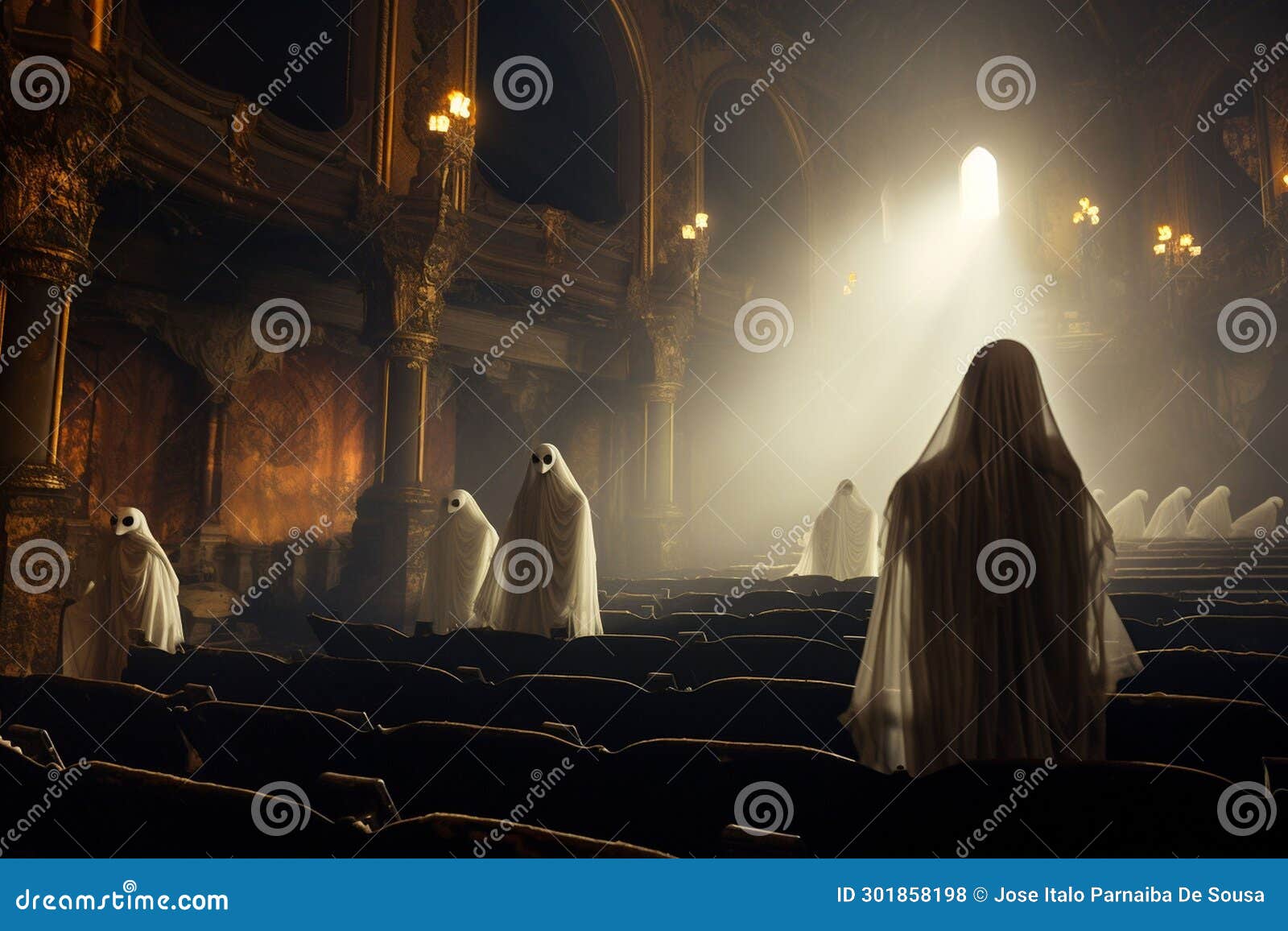 Phantom Opera House Ghosts Ghostly Figures Stock Illustration ...