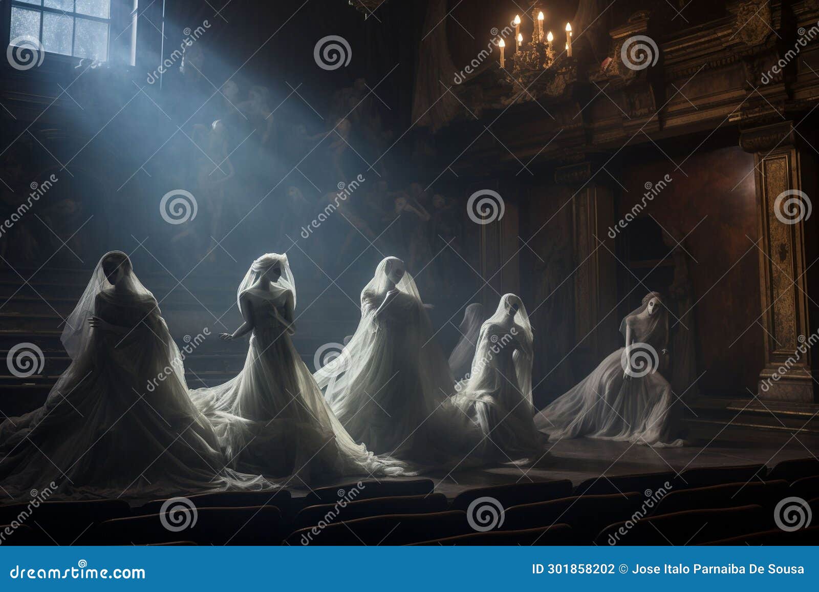 Phantom Opera House Ghosts Ghostly Figures Stock Illustration - Illustration of people, house ...