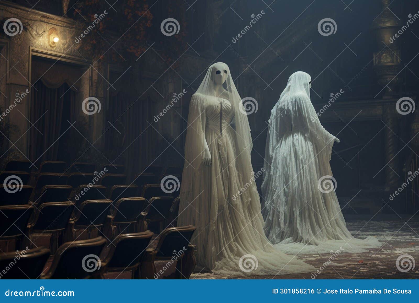 Phantom Opera House Ghosts Ghostly Figures Stock Illustration ...