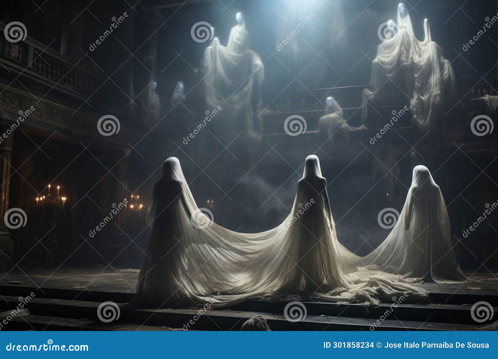 Phantom Opera House Ghosts Ghostly Figures Stock Illustration ...