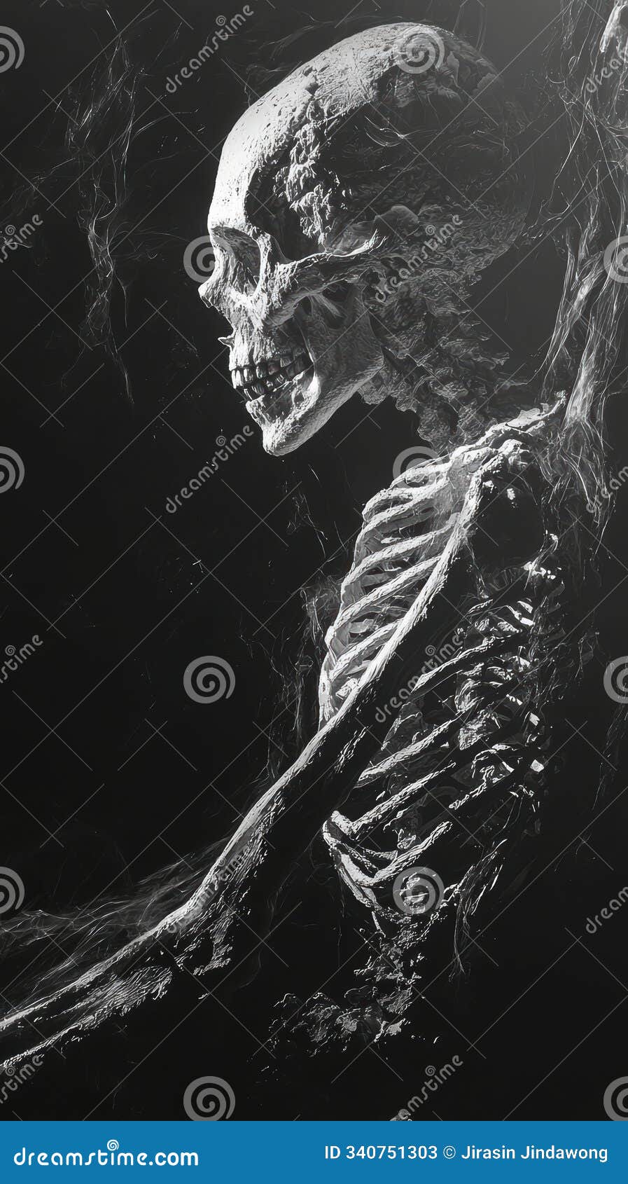 Phantom Skeleton Emerging from Shadows in Infrared Light Stock ...