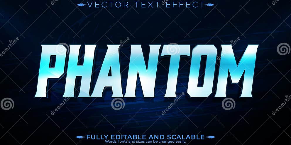 Phantom Text Effect, Editable Metallic and Shiny Text Style Stock ...