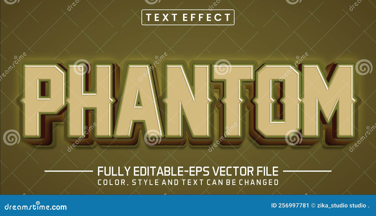 Phantom Text Style Effect Editable Stock Vector - Illustration of letter, typo: 256997781