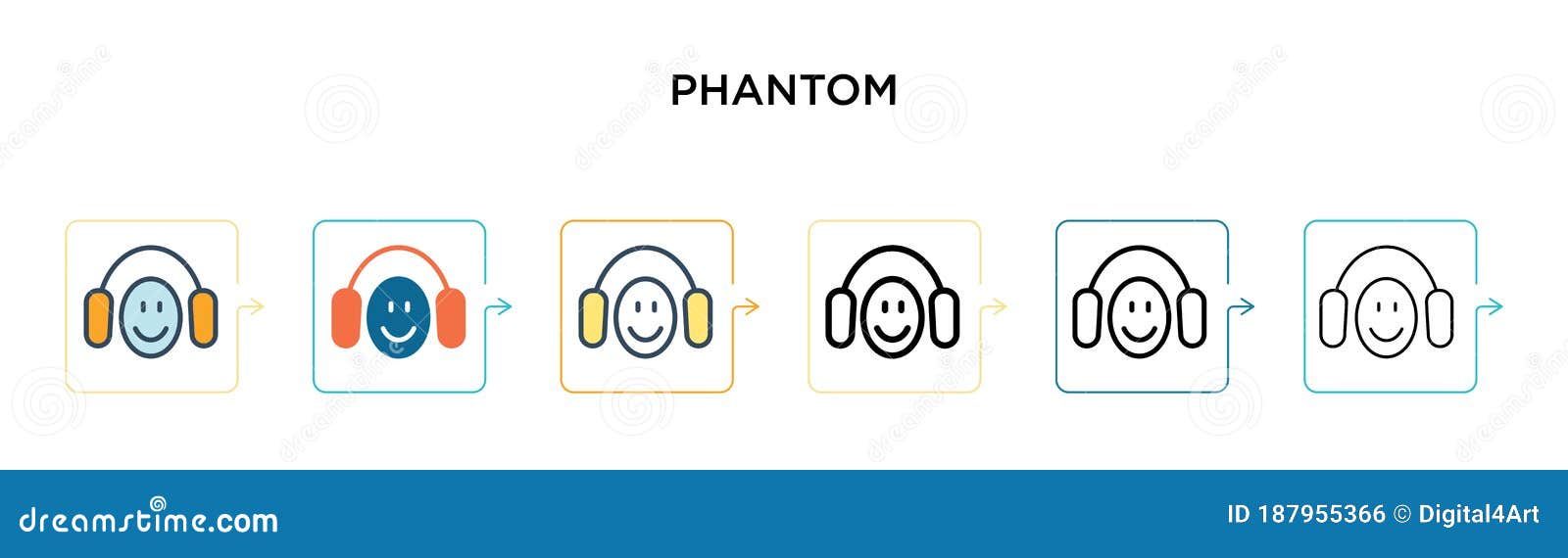 Phantom Vector Icon in 6 Different Modern Styles. Black, Two Colored ...