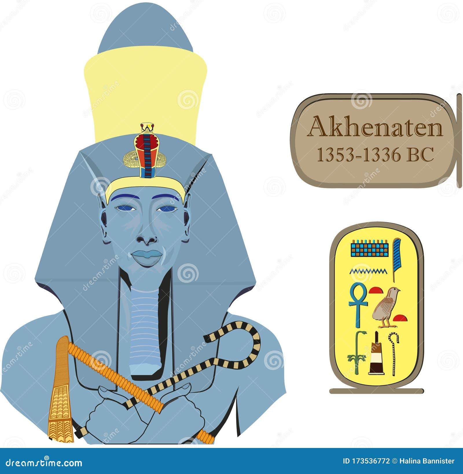 Pharaoh Akhenaten Vector Illustration | CartoonDealer.com #25964042