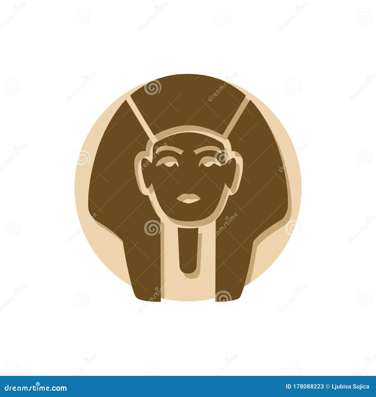 Pharaoh Face Icon Isolated on White Background Stock Vector ...