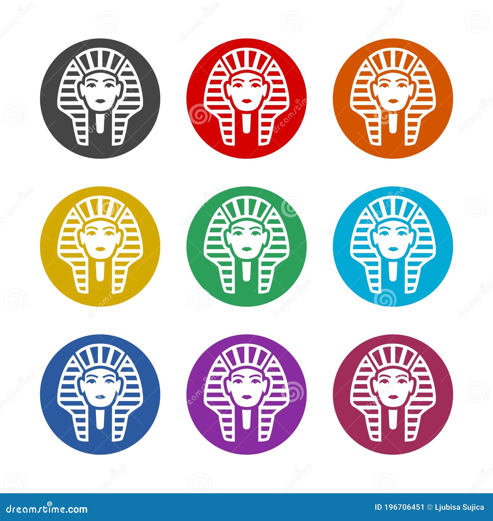 Pharaoh icon, color set stock vector. Illustration of antique - 196706451