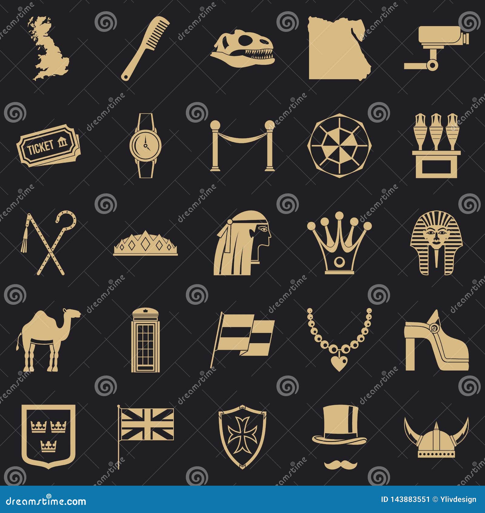 Pharaoh Icons Set, Simple Style Stock Vector - Illustration of knight ...