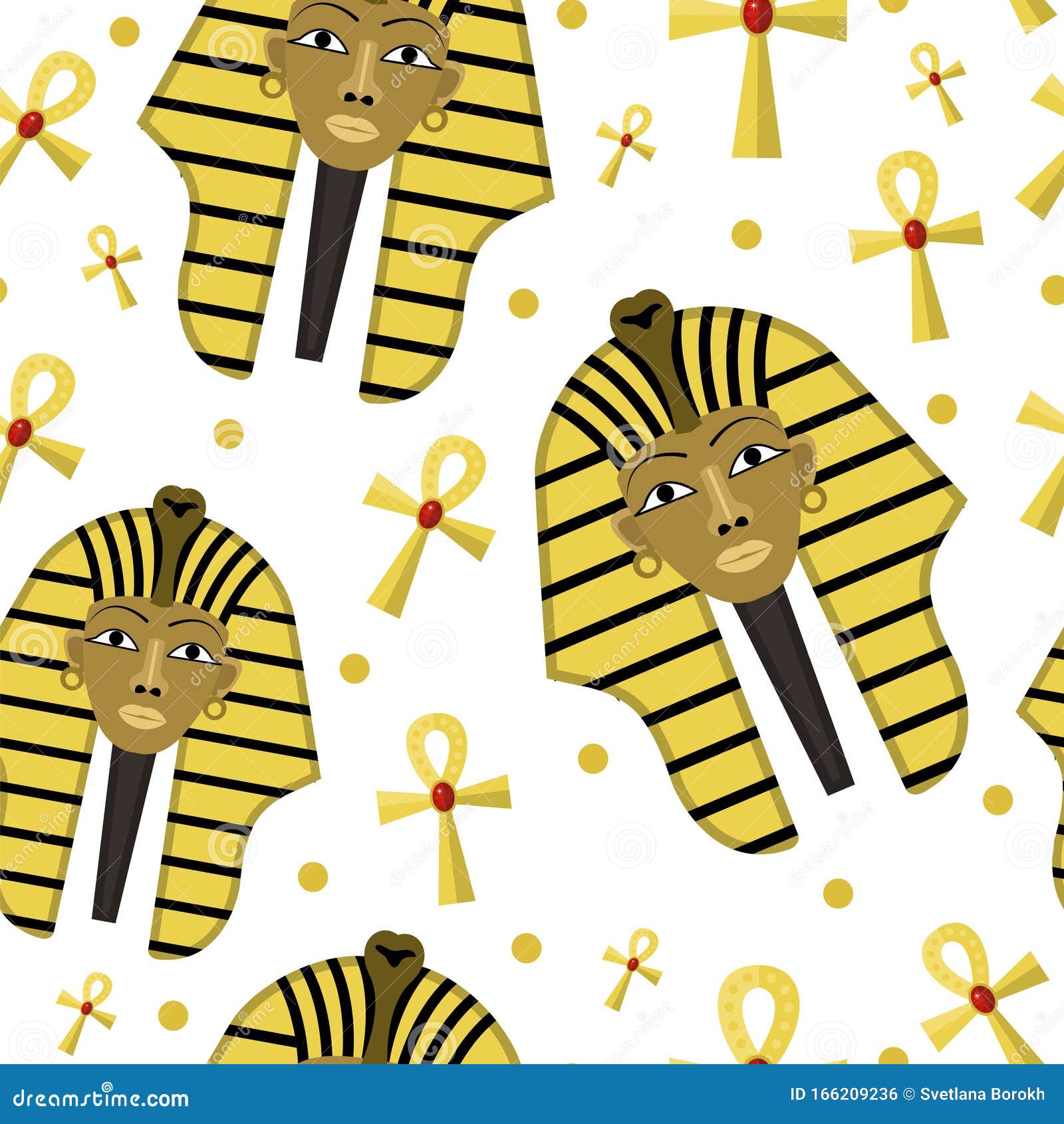 Pharaoh Seamless Pattern. Ancient Egyptian King Witch Ankh Endless ...