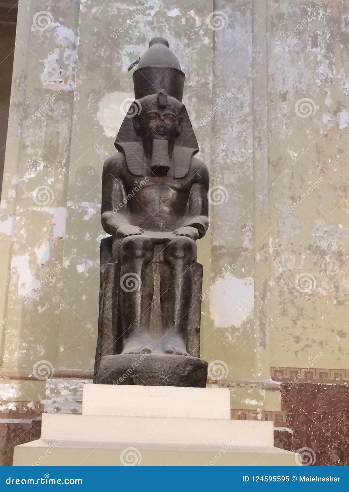 Pharaoh Statue Looking At The Nile River In Luxor, Egypt Editorial ...
