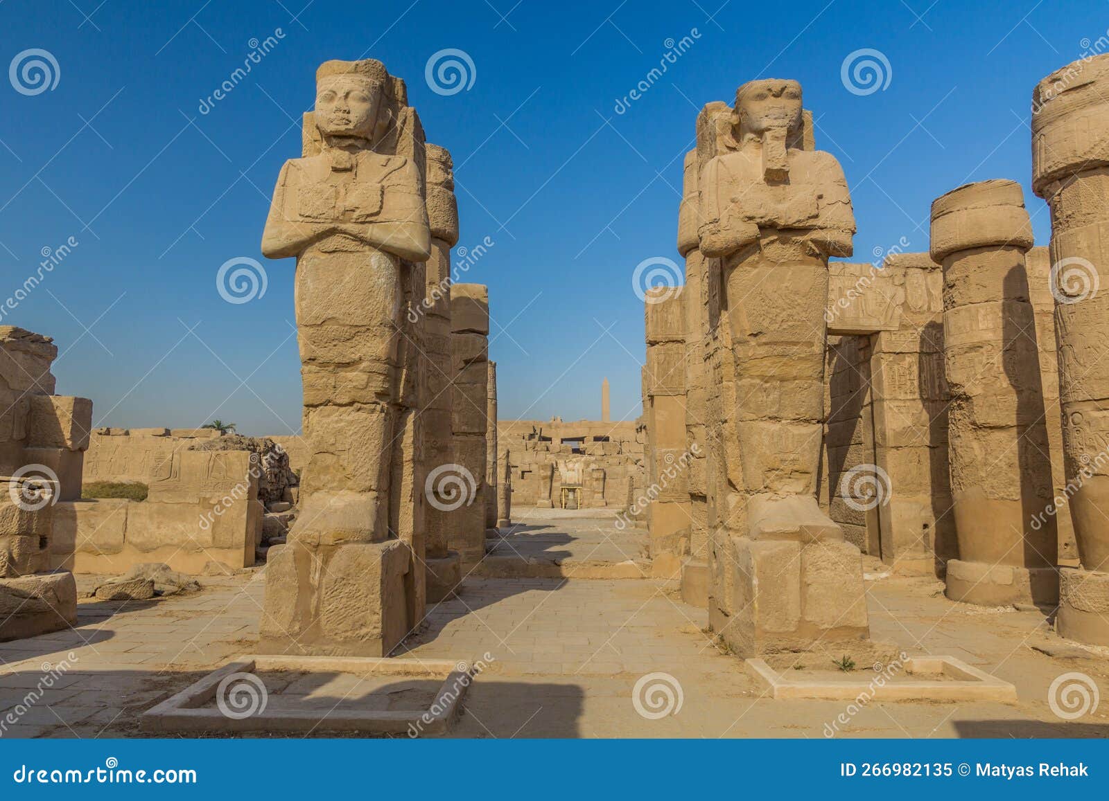 Pharaoh Statues in the Karnak Temple Complex, Egy Stock Image - Image ...